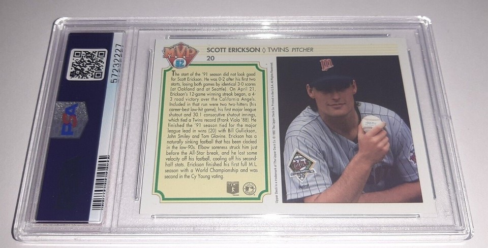 1992 Upper Deck MVP Holograms #20 Scott Erickson Card Graded PSA 8 Nm ...