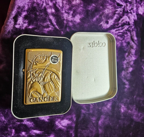 VTG 1999 ZODIAC SERIES CANCER SOLID BRASS ZIPPO LIGHTER RARE NEW IN BOX ...