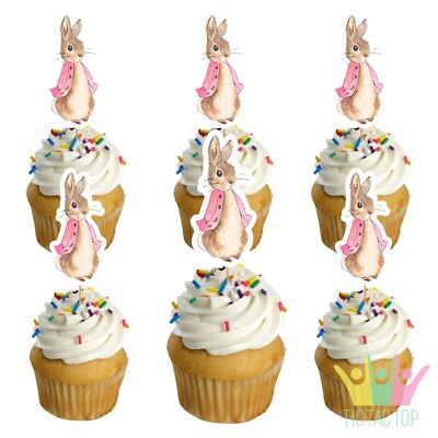 12x Peter Rabbit Flopsy Cupcake Food Cake Topper. Party Supplies Lolly ...