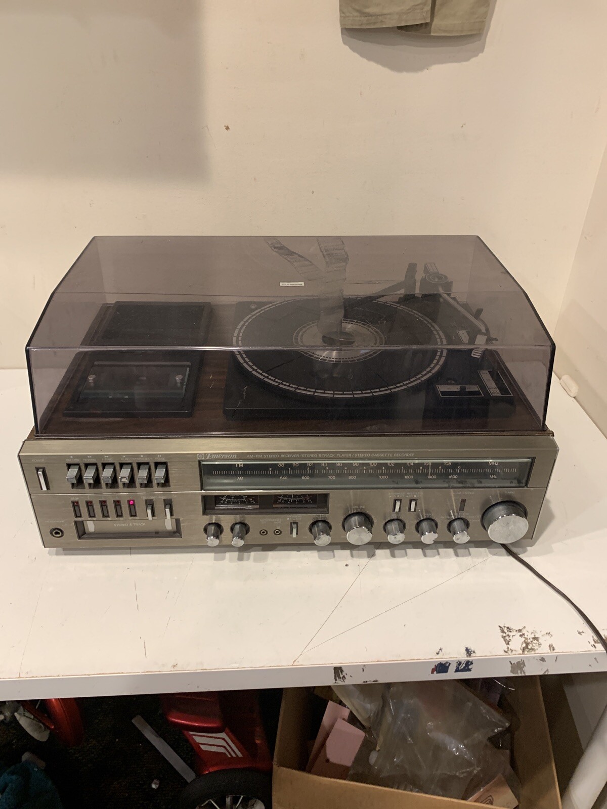 Vintage Emerson Turn Table Am/fm Stereo Receiver 8 Track Cassette ...