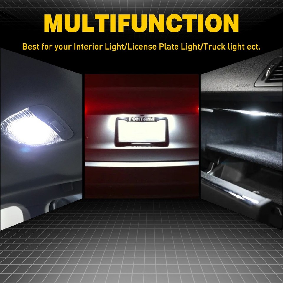 AUXITO License 2X Plate LED Tag Light White Bulbs W5W 168 2825 194 175 ...