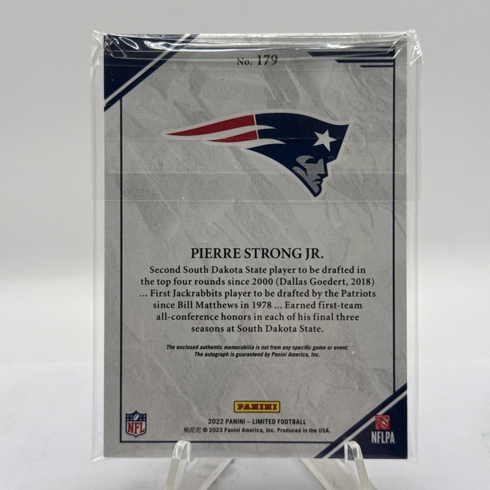 2022 Panini Limited Pierre Strong Jr. Rookie Patch Auto /99 Patriots ...
