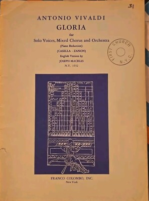 Vivaldi: Gloria ~ Joseph Machlis ~ 1958 Columbo Songbook | eBay