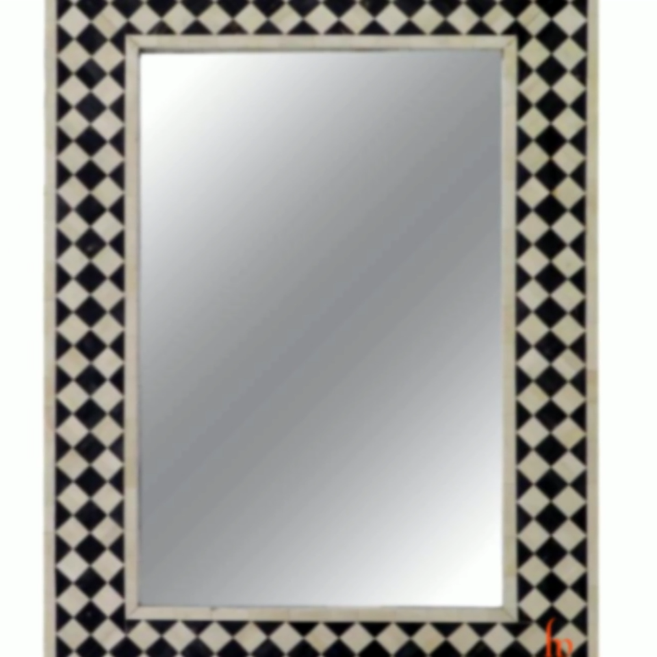 Handmade Bone Inlay Geometric Pattern Mirror Frame with Free Mirror for ...