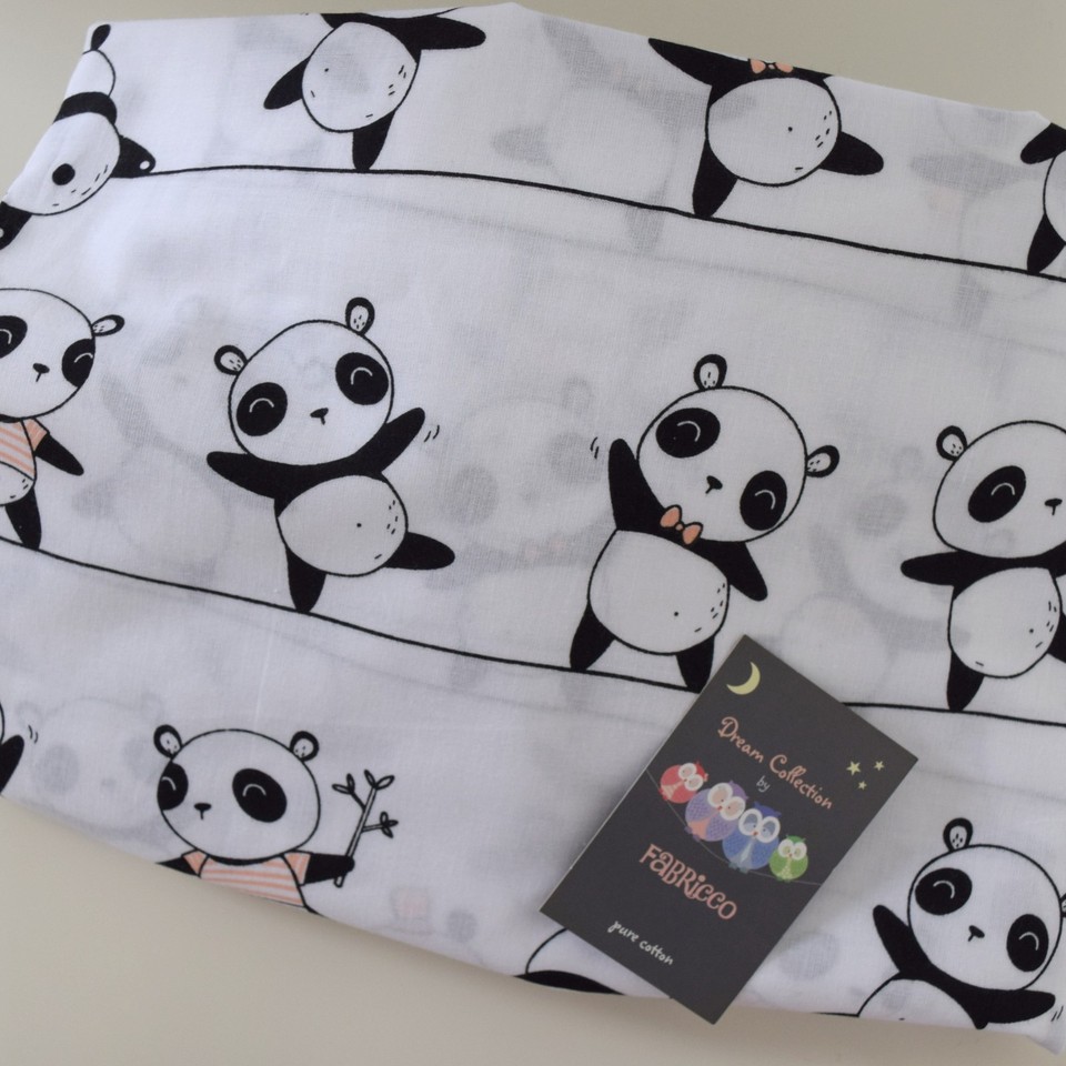 2 x Cot Bed Fitted Sheet COTTON Black White PANDA dots arrows stripes ...