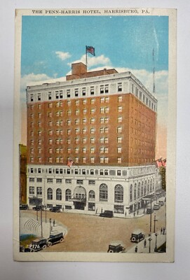 1929 postmarked Penn-Harris Hotel postcard Harrisburg, PA / Franklin 1c ...