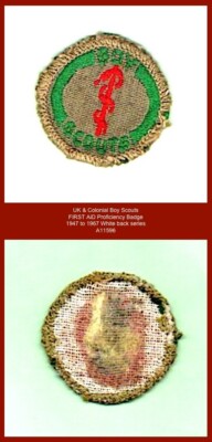 UK & Colonial Boy Scout White back 1947-1967 FIRST AID Proficiency ...