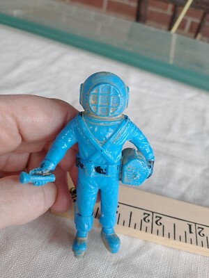 VTG Blue Hard Plastic Action Toy in Standard Diving Dress 3.5 "w ...
