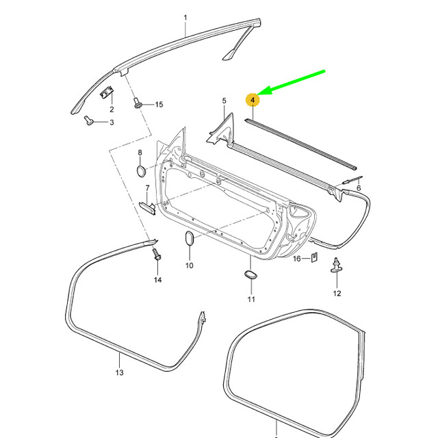 PORSCHE OEM 911 Door-Window Sweep Belt Molding Weatherstrip Left ...