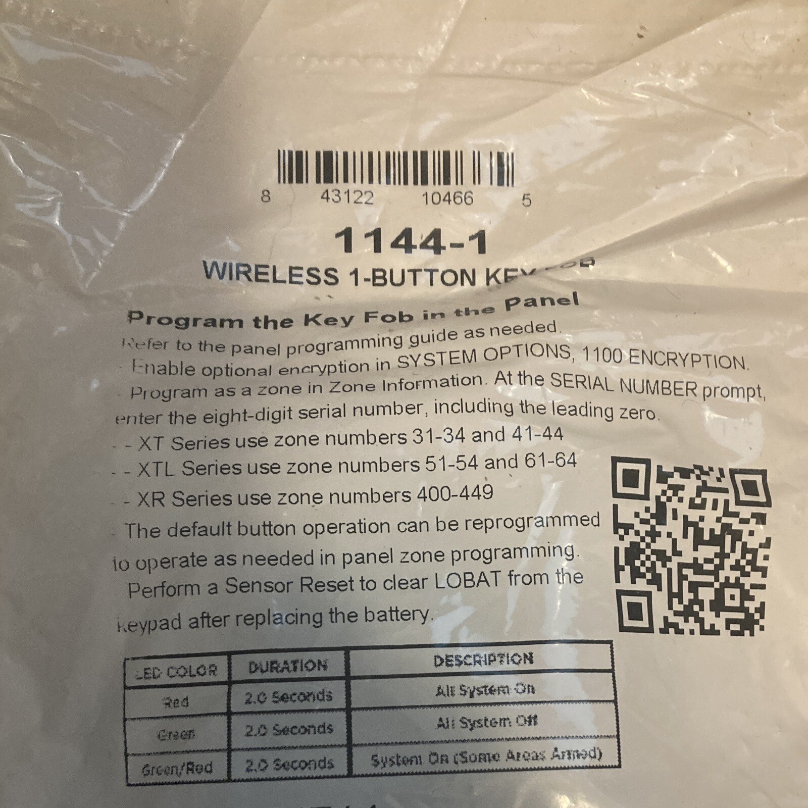 DMP 1144-1 Wireless 1 BTN Key FOB | eBay