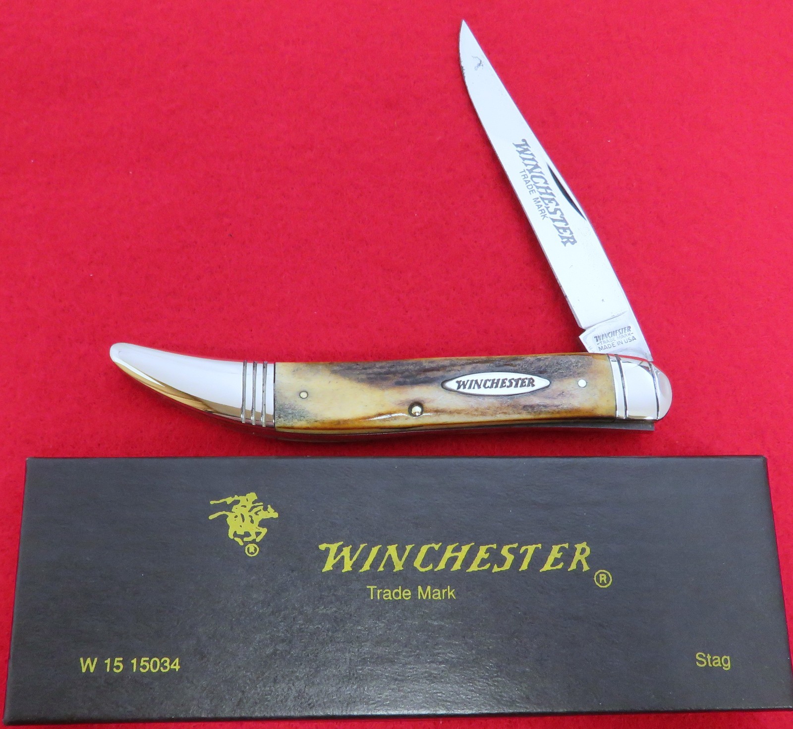 Winchester USA Toothpick Knife 1998 Genuine Stag MIB 5" 15034 Great 1 2 ...