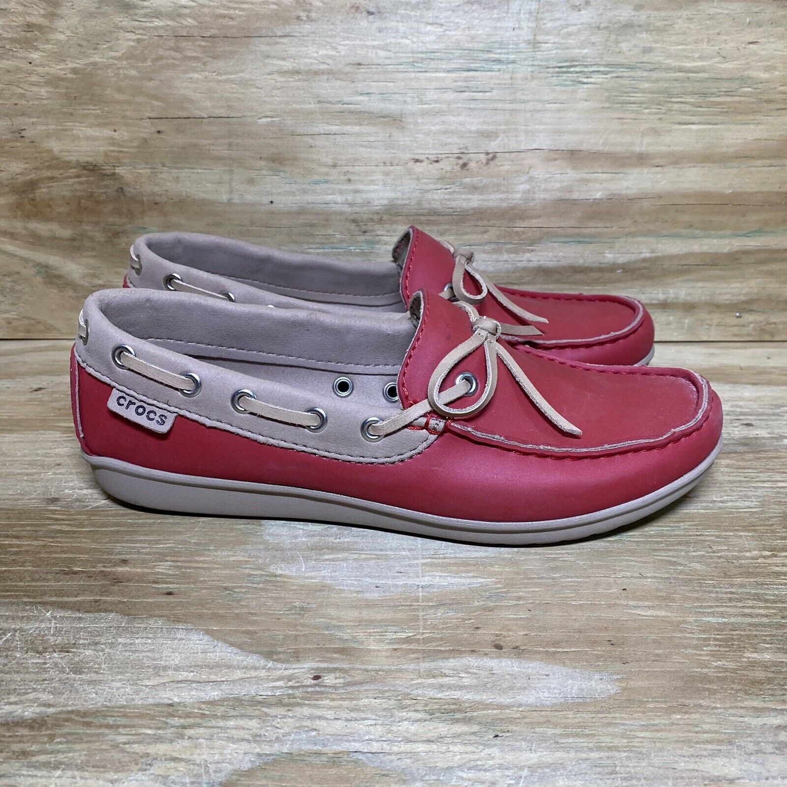 Crocs Wrap ColorLite Loafer Womens 6 Red Boat Shoes 1… - Gem