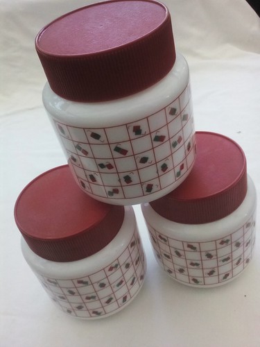 Storage jars with lids x 3, Pyrex, Mobil Checkers pattern - green & red ...