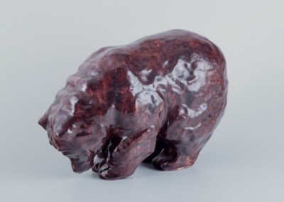 Danish ceramicist. Large ceramic bear. Glaze in red-brown shades. 1970 ...