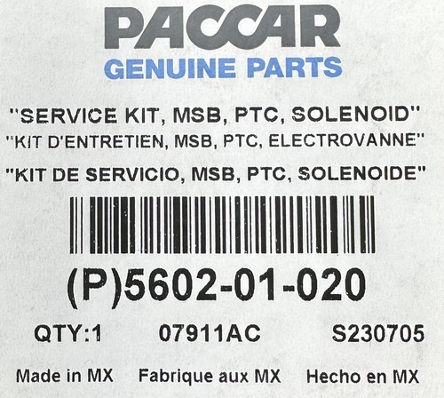 5602-01-020 FOR PACCAR MSB PTC BASE 1 SERVICE KIT. AIR/ELECTRIC ...