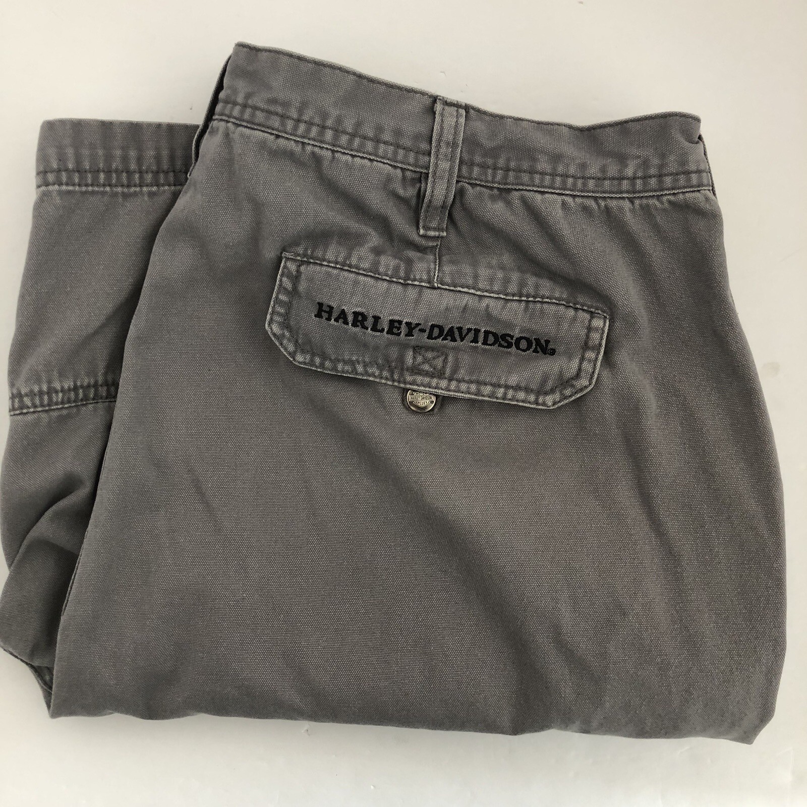Harley Davidson Men's 40 Gray Metal Snap Button Flat … - Gem