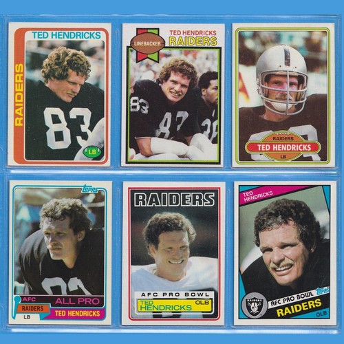 Ted Hendricks Lot (6 cards) 1978 79 80 81 Topps+, Oakland Raiders ...