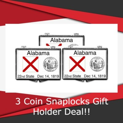 Coin Snaplocks Alabama State Flag Holder For Quarters Storage Deal of 3 ...