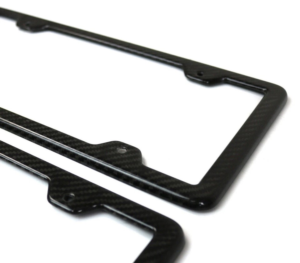 License Plate Frame tag Holder for Mini Cooper Carbon Fiber Black 2 Pcs ...