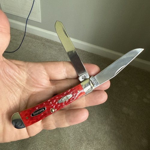 2000 Case xx USA Trapper Knife Model #6254 Red Bone Handles Sears ...