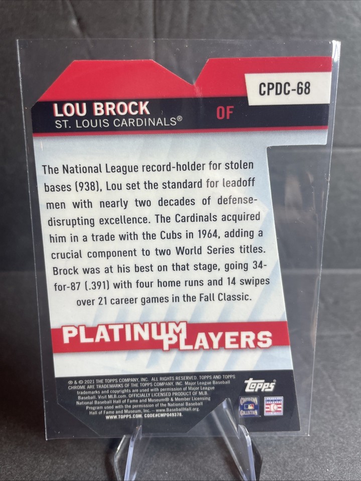 🔥 2021 Topps Chrome Update Platinum Players Die Cuts Lou Brock #CPDC-68 ...