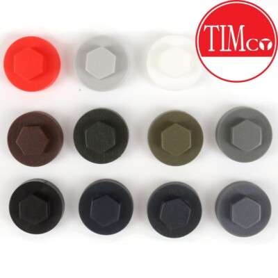 Choose AMOUNT & COLOUR 16mm HEXAGON COVER CAPS Roofing Screw Dome ...