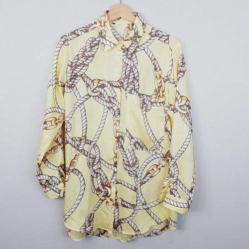 [ ZARA ] Womens Rope Chain Link Print Long Sleeve Blouse Top | Size S ...
