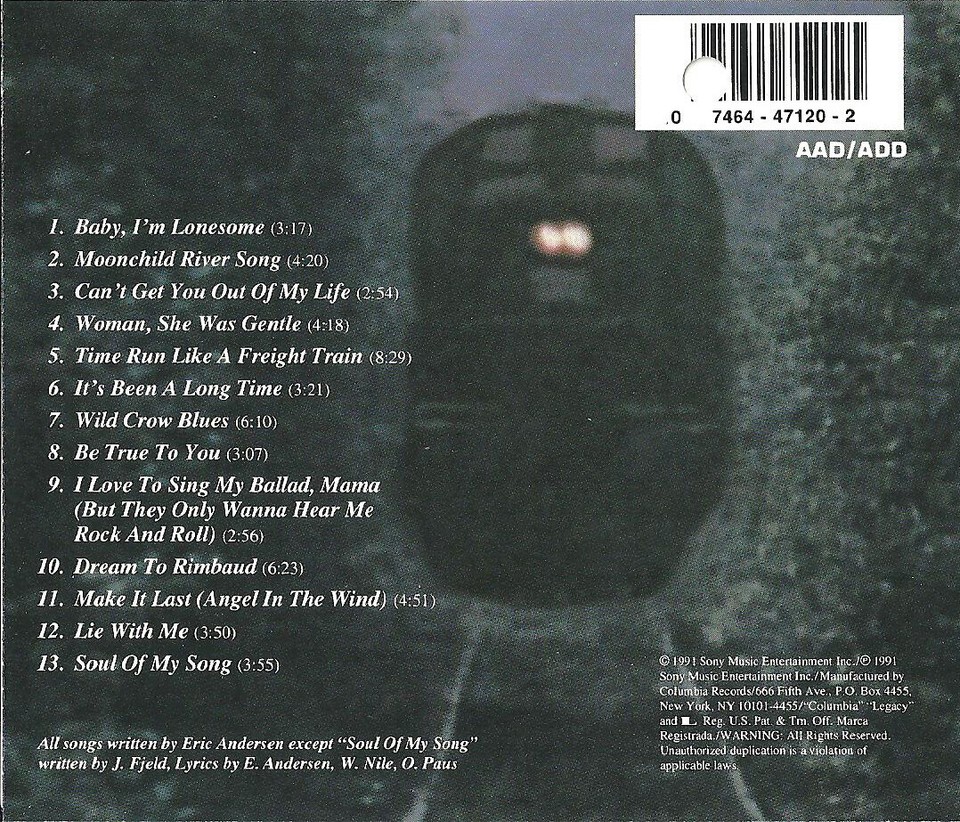 ERIC ANDERSEN STAGES: THE LOST ALBUM RARE OOP 1991 COLUMBIA LABEL ...