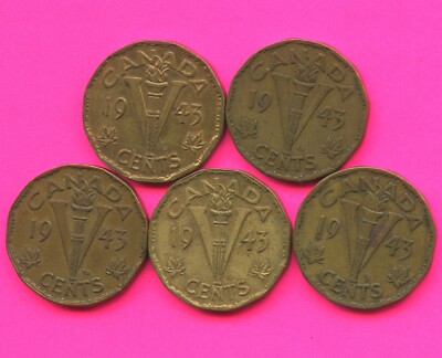 5 Of 1943 Canada "Victory" 5 Cent Tombac Coins | eBay