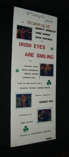 Original Hand Made Insert IRISH EYES ARE SMILING Woolley HAVER Haymes ...
