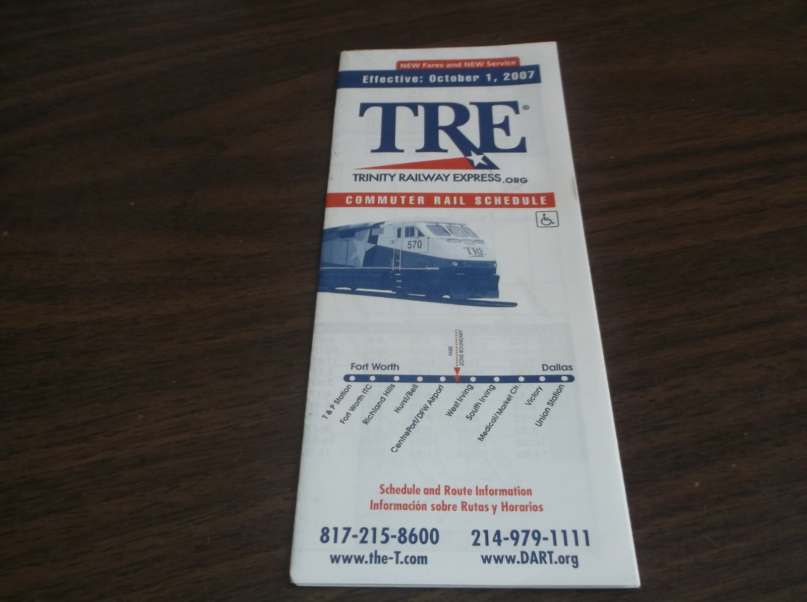 OCTOBER 2007 TRE TRINITY RAIL EXPRESS COMMUTER RAIL SCHEDULE DALLAS ...