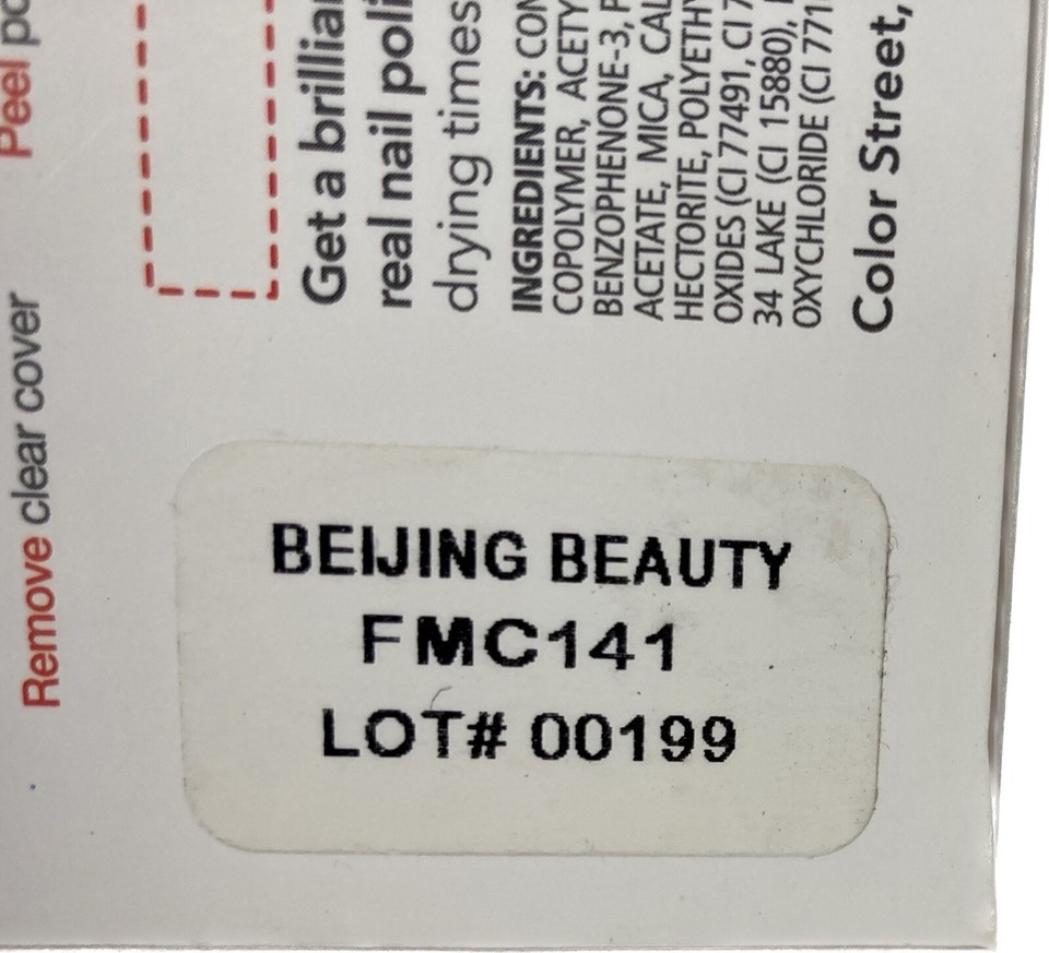 Color Street Nail Strips BEIJING BEAUTY Red Polish Small Package Brand ...