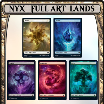 FULL SET of 5 - Full Art Lands - Theros Beyond Death NYX MTG Magic ...