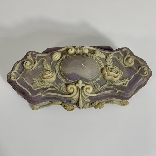 VTG INCOLAY Stone, Genuine Lilac/Ivory Jewelry Keepsake Trinket Box ...