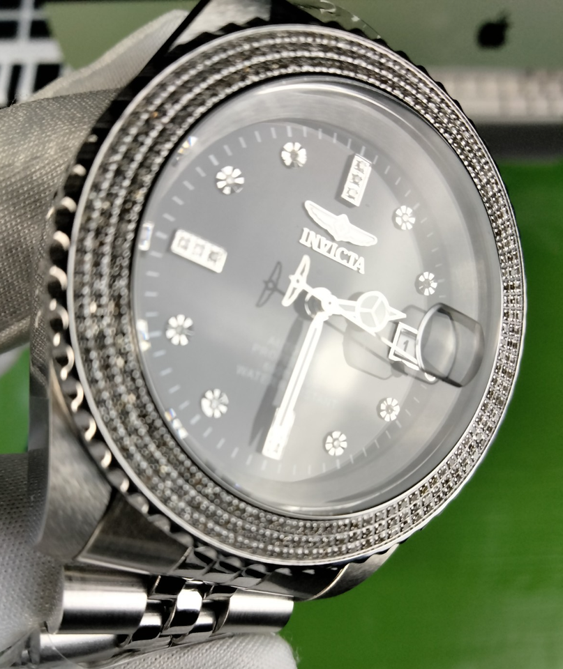 Invicta Pro Diver Men Diamond Bezel Automatic Watch 38291 Black Dial SS ...