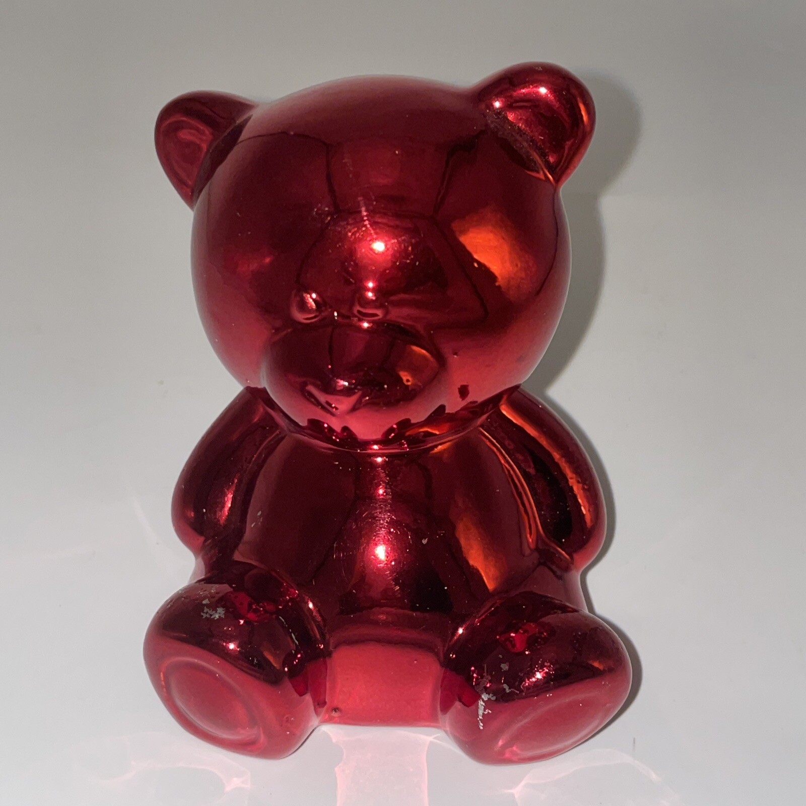 Metallic Teddy Bear Piggy Bank Red Kids Saving Coin Money Bday Ceramic ...