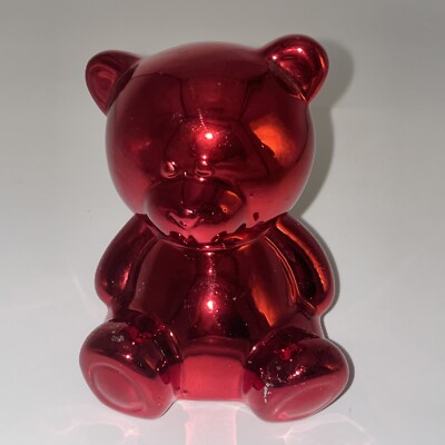 Metallic Teddy Bear Piggy Bank Red Kids Saving Coin Money Bday Ceramic ...