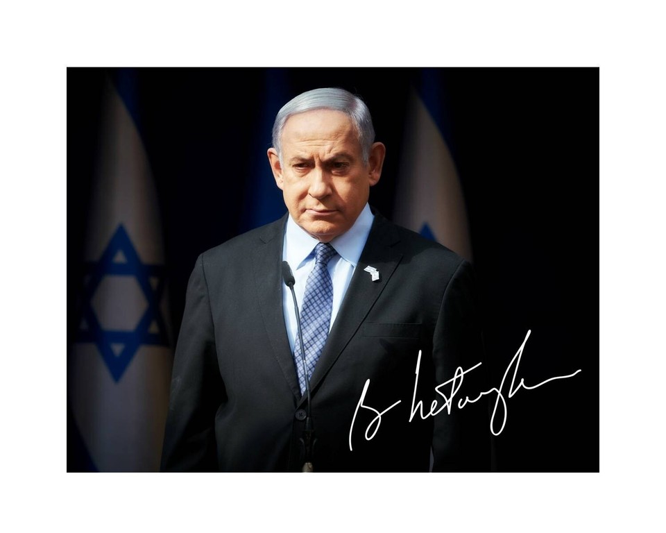 Benjamin Netanyahu 8x10 Signed photo print with Israel Flag prime ...