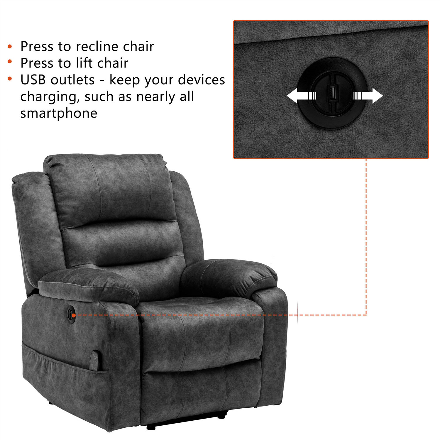 Electric Power Lift Riser Recliner Power Armchair Massage Heated Sofa ...