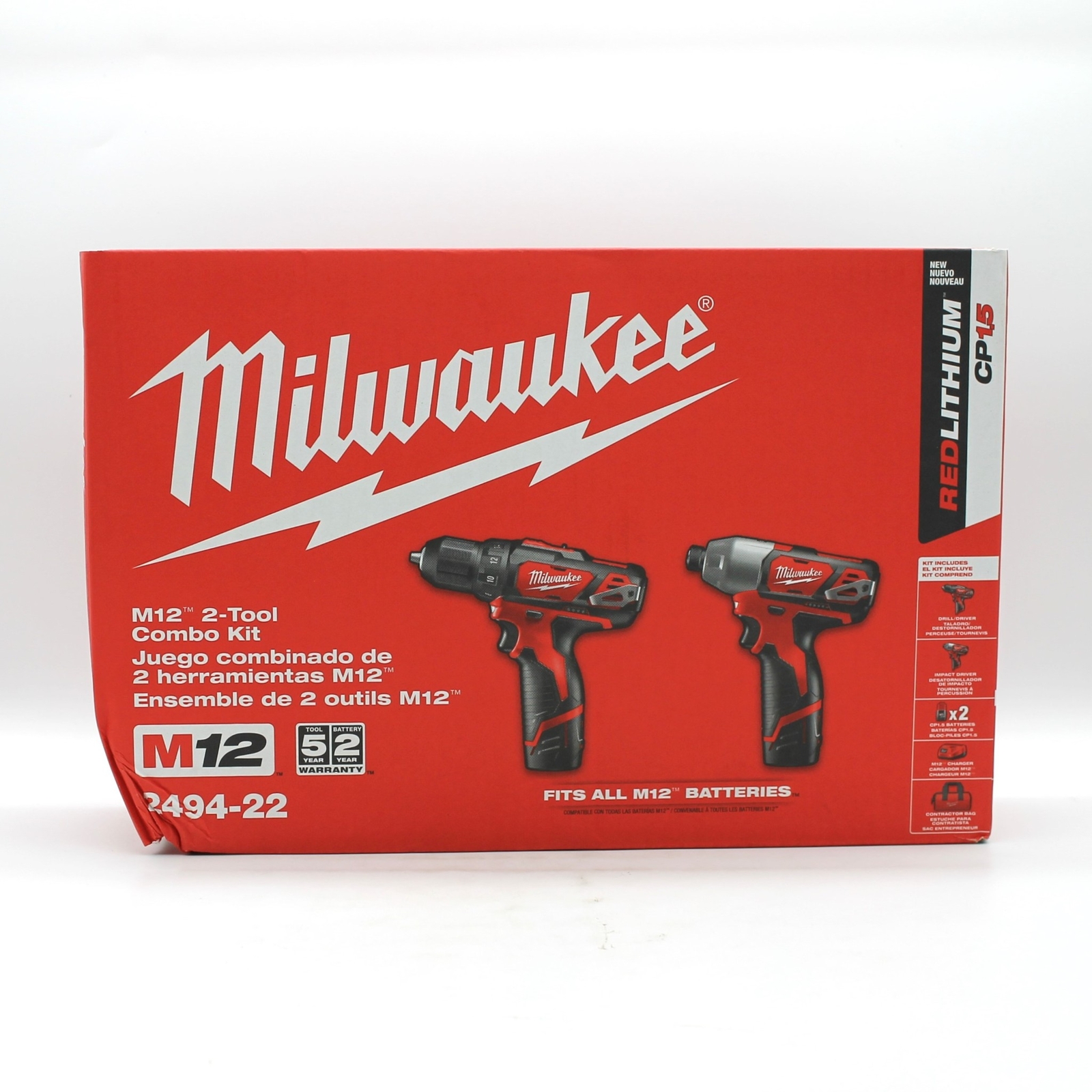 Milwaukee M12 2 Tool Combo Kit 2494-22 Drill/Driver, 2 Batteries ...