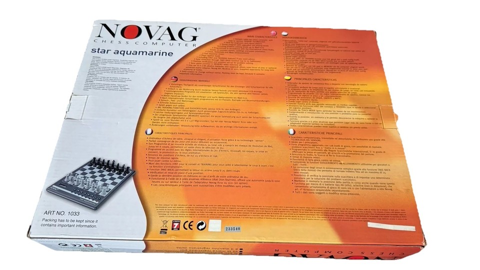 Electronic Chess Computer Novag Star Aquamarine, Model #1033 With ...