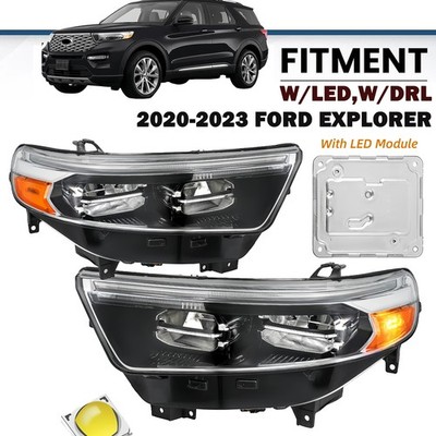 Headlights For 2020 2021 2022 2023 2024 Ford Explorer w/ LED Module ...