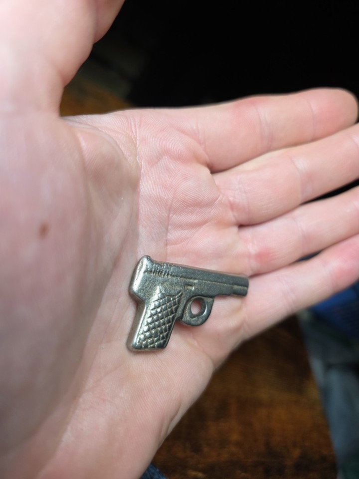 Vintage Metal Toy Miniature Pistol Gun Nickel Plated. | eBay