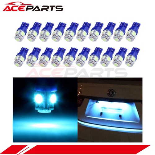 20X ICE BLUE T10 168 194 WEDGE 5-SMD 5050 LED CLUSTER DASH LIGHT BULBS ...