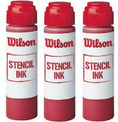 3 BOTTLES: WILSON TENNIS/SQUASH/RACQUETBALL RACQUET STENCIL INK (RED) # ...