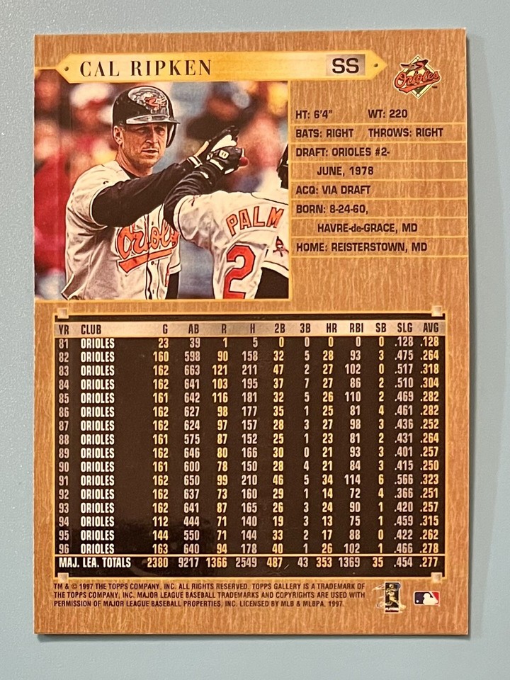 1997 Topps Gallery Cal Ripken Jr Orioles #4 Baltimore Orioles | eBay