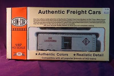 Vintage CON-COR MODEL TRAIN RR CAR ERIE LACKAWANNA New in Box HO Scale ...