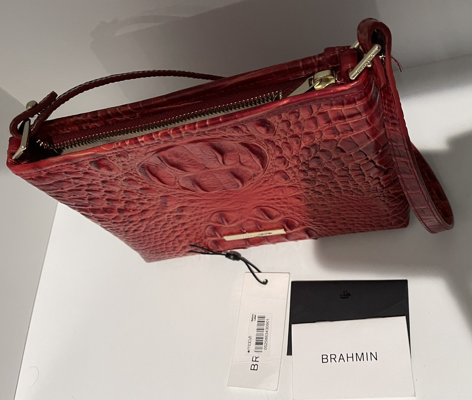 Brahmin Lorelei Lava Melbourne Red Croc Embossed Shoulder Bag Genuine ...