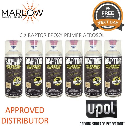 6 X U-POL RAPTOR 2K ANTI-CORROSIVE EPOXY PRIMER BEIGE AEROSOL UPOL ...