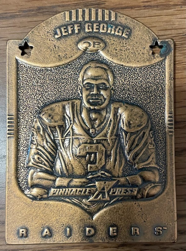 1997 Pinnacle Jeff George Metal Works #19 Bronze stamp Raiders football ...